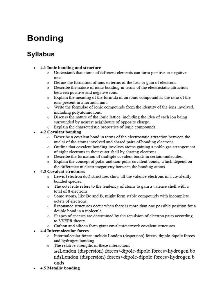 Bonding | PDF | Chemical Bond | Ionic Bonding