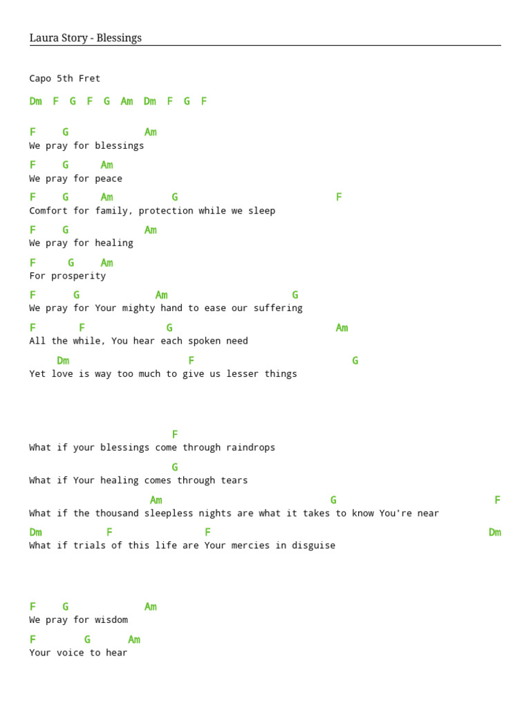 Laura Story - Blessings Ukulele Chords | PDF