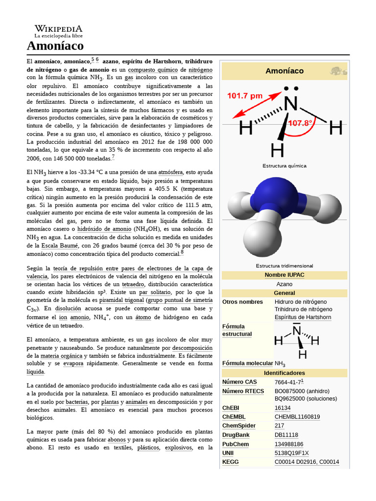 Amoníaco | PDF | Amoníaco | Ácido