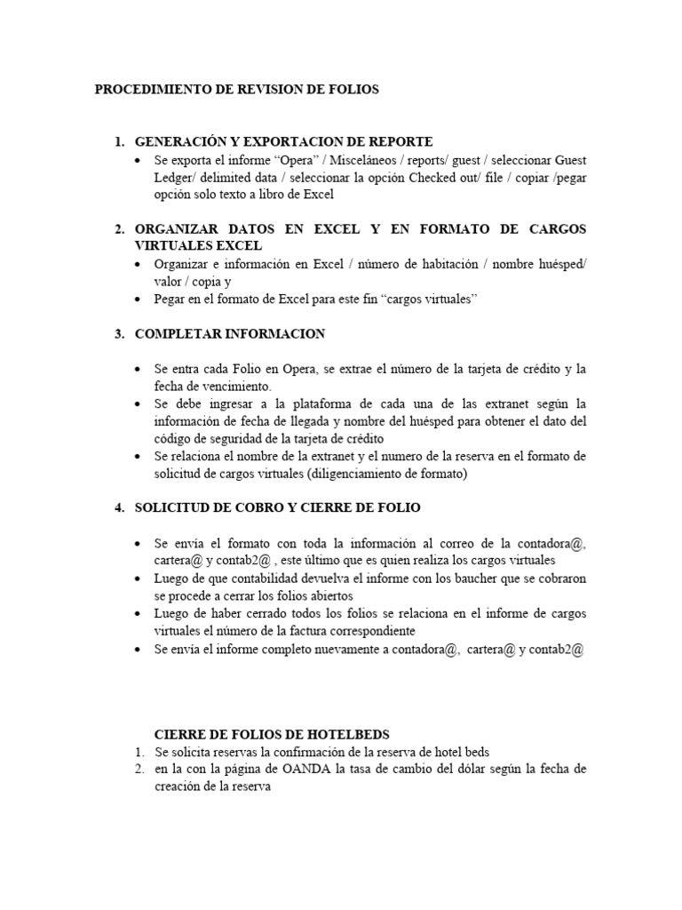 Procedimiento de Folios en Excel | PDF | Finanzas y dinero