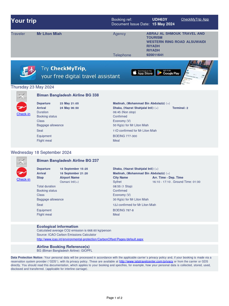 Itinerary | PDF | Airlines | Transport