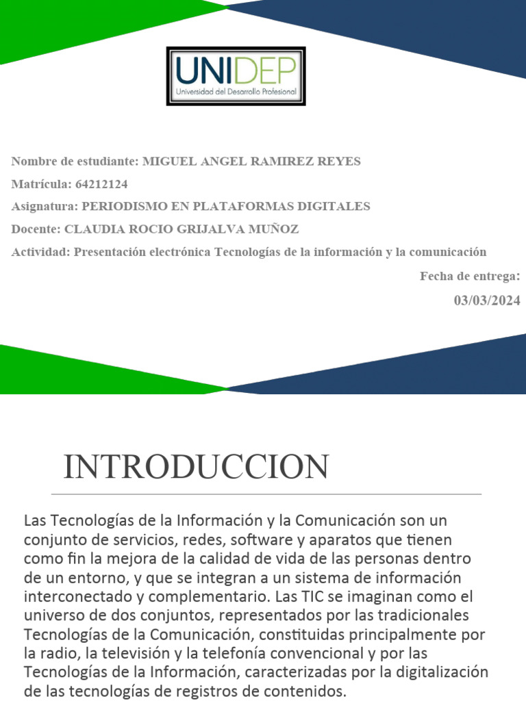 presentacion tics | PDF | Tecnología de información y comunicaciones | Tecnologías de la información