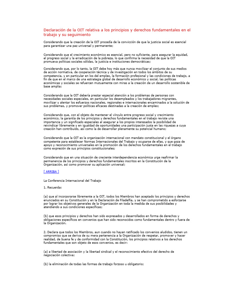 Principios y Derechos Fundamentales OIT | PDF | Organización Internacional del Trabajo | Justicia