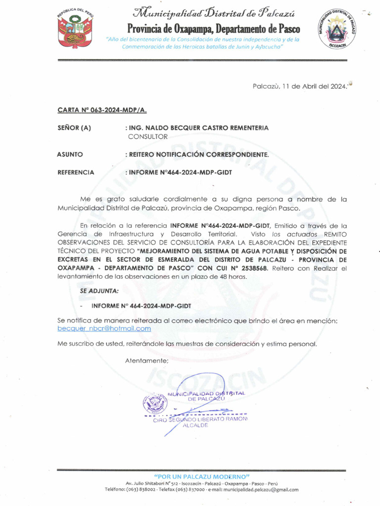 Carta #063-2024-MDP | PDF