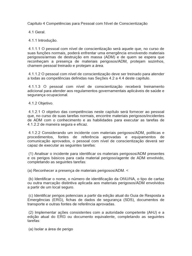 Capítulo 4 e 5 NFPA 472 | PDF
