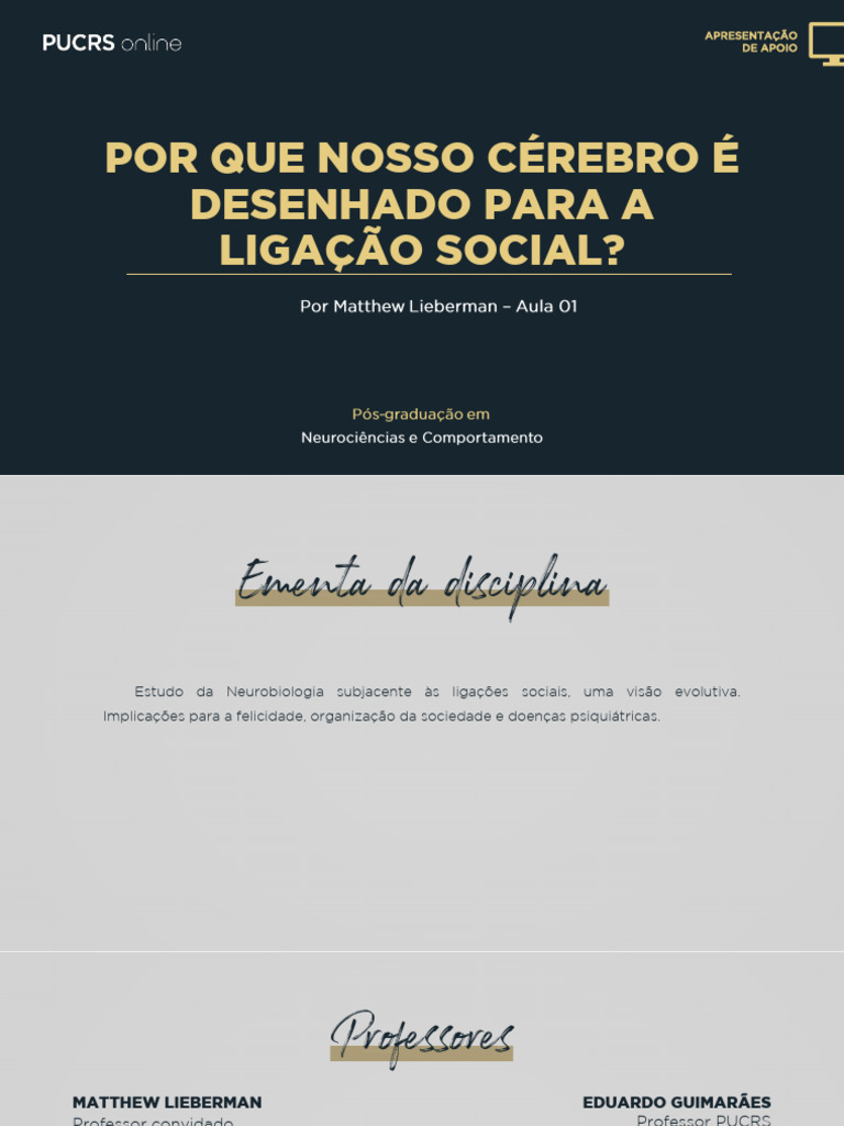 Matthew Lieberman Aula 01 | PDF | Neuroscience | Cognitive Science
