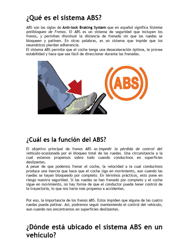 ¿Qué Es El Sistema ABS?: ¿Cuál Es La Función Del ABS? | Descargar ...