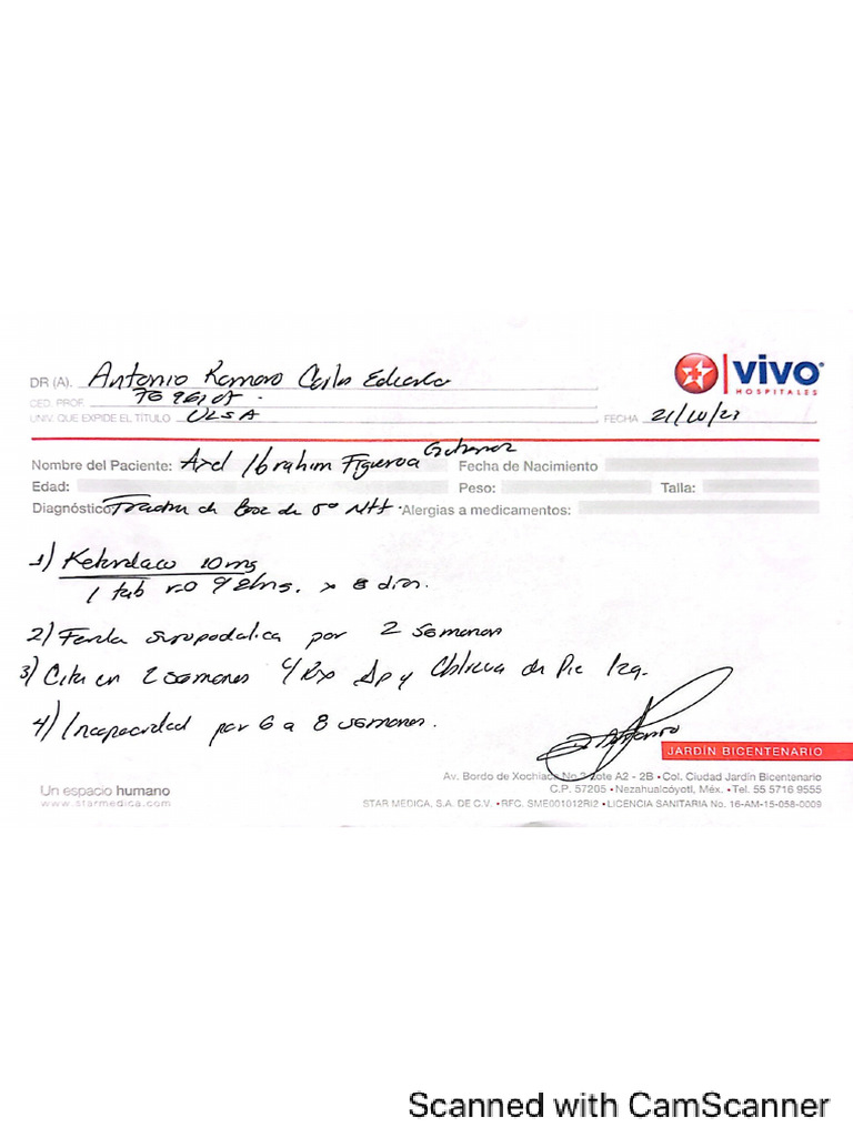 Receta Médica Hospital Vivo | PDF