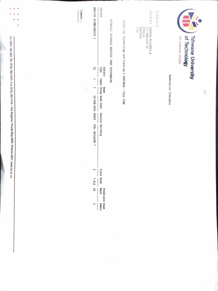Exit Exam Timetable | PDF Exit Exam Timetable | PDF