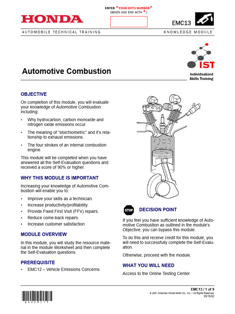 Automotive Combustion Training Module | PDF | Combustion | Internal ...