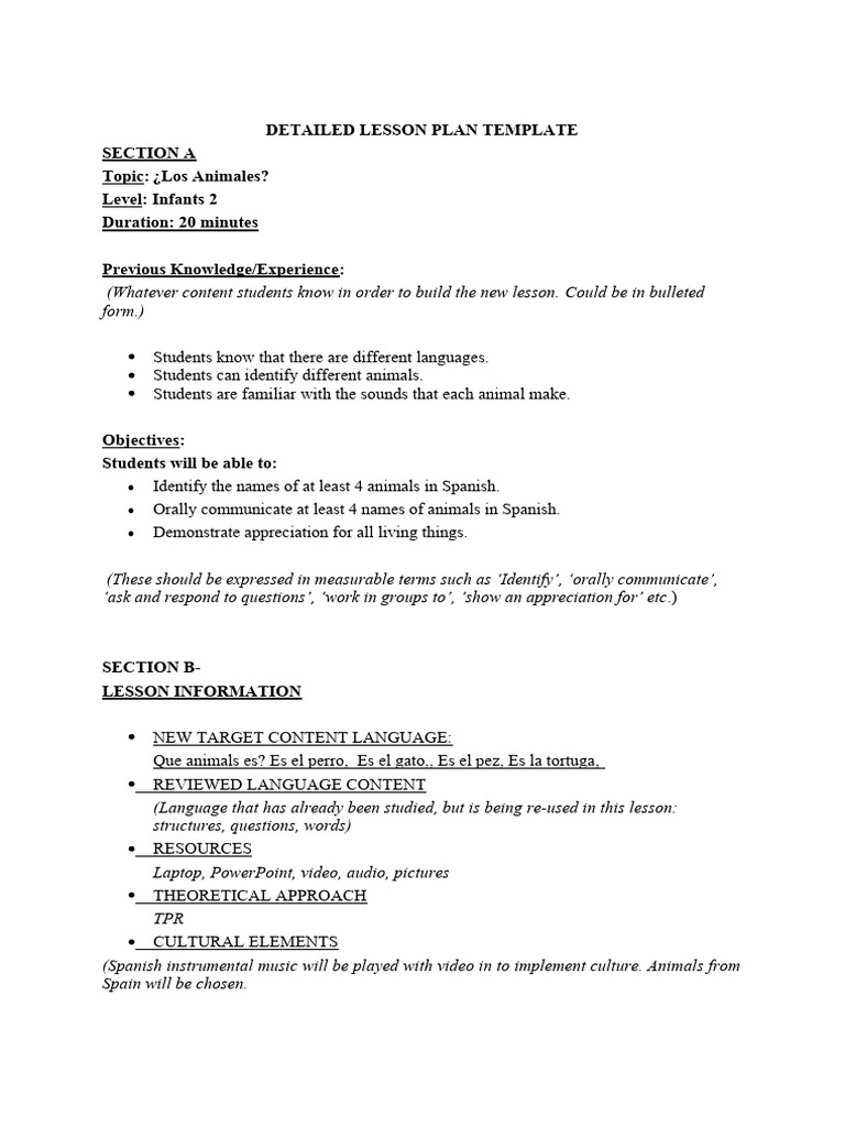 Detailed Lesson Plan Template | PDF | Lesson Plan | Teachers