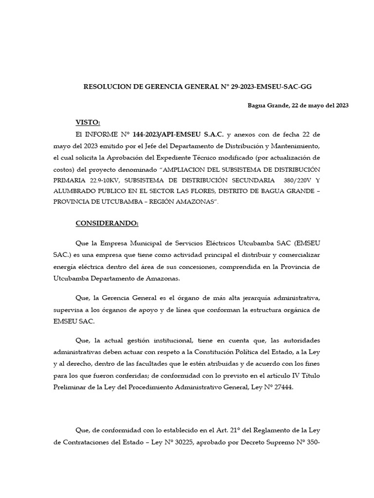 Res.n0 29-Aprobacion de Actualizacion de Exp - Las Flores | PDF | Presupuesto | Gobierno