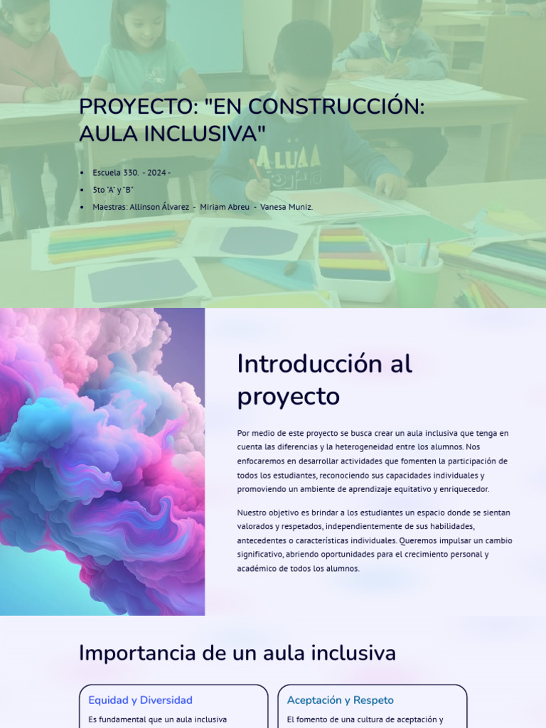 Proyecto en Construccion Aula Inclusiva | Descargar gratis PDF | Enseñando | Evaluación