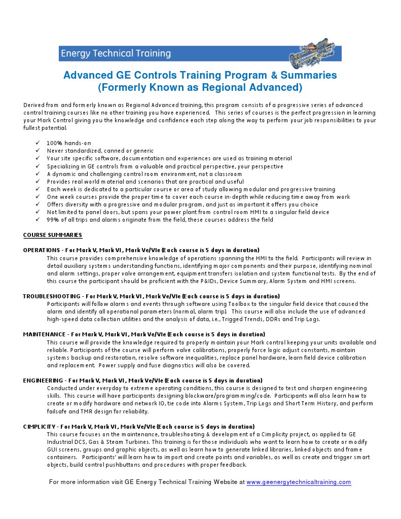Advanced GE Controls Training Programs and Summaries | PDF