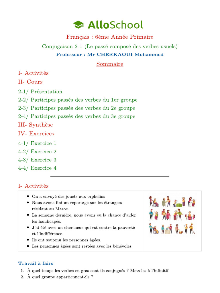 Conjugaison 2 1 Le Passe Compose Des Verbes Usuels | PDF