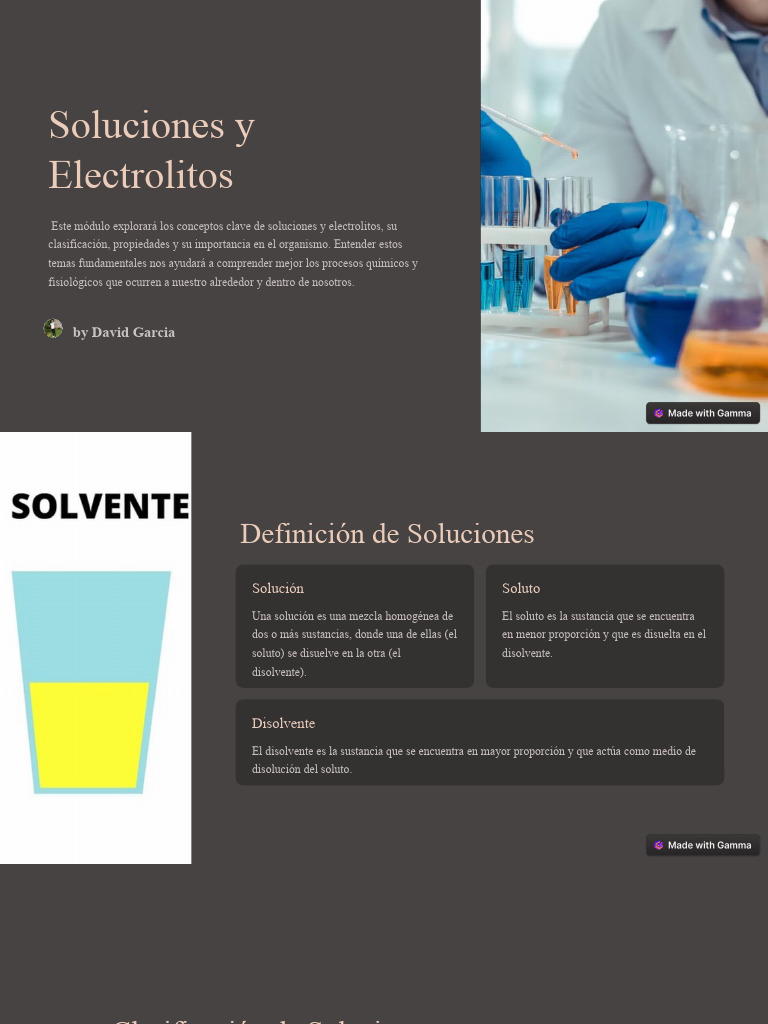 Soluciones y Electrolitos | Descargar gratis PDF | Electrólito | Concentración