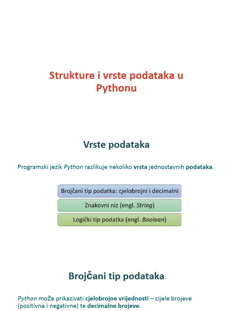 3.1. Strukture I Vrste Podataka U Pythonu, Rad Sa Znakovnim Nizom STRING | PDF