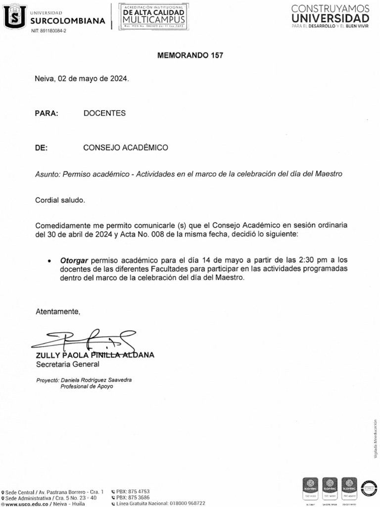 Memorando 157 de 2024 - 0001 | PDF