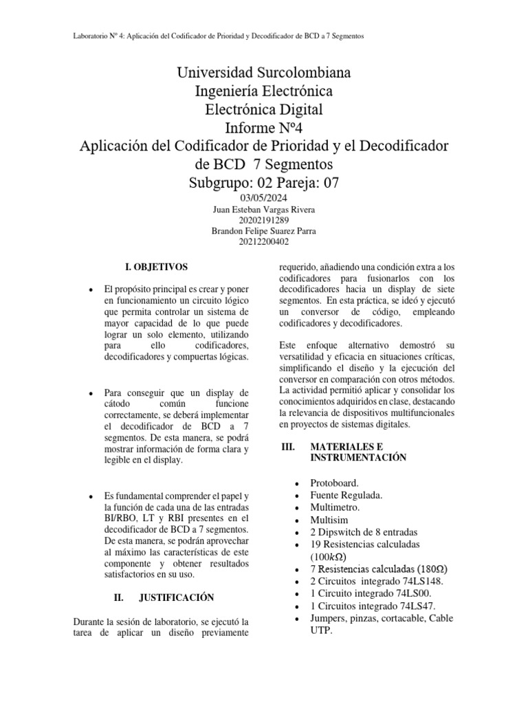 Codificador y Decodificador BCD | PDF | Decimal codificado en binario | Electrónica