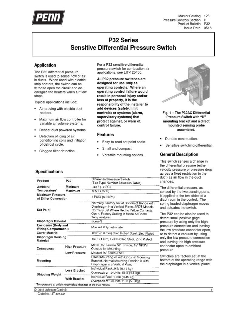 P32 Data Sheet | PDF | Pressure Measurement | Switch