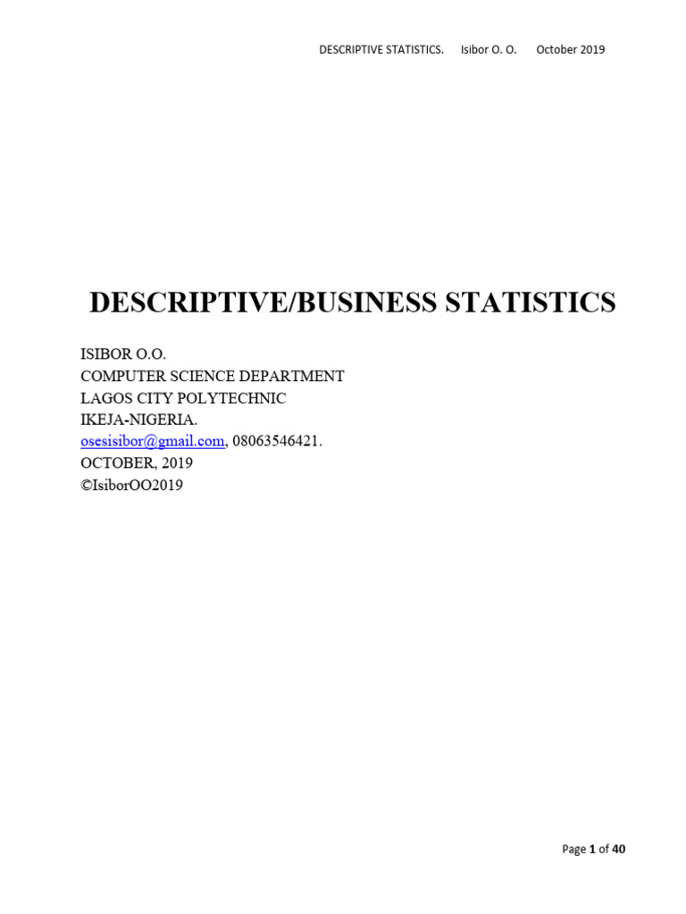 Descriptive Statistics Book Sta 111 | Download Free PDF | Sampling ...