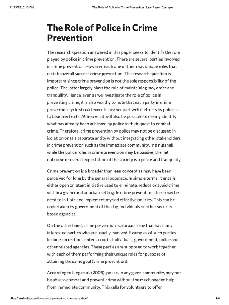 Role of Police & Crime Prevention | PDF