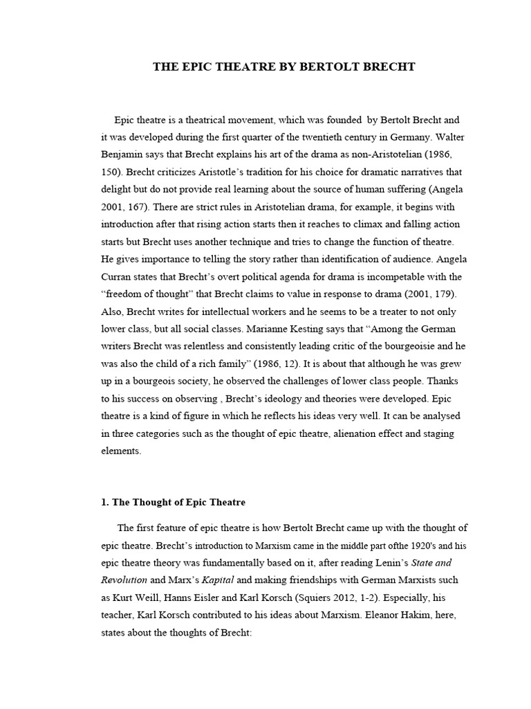 Epic Theatre: Brecht's Vision | PDF | Theatre | Marxism