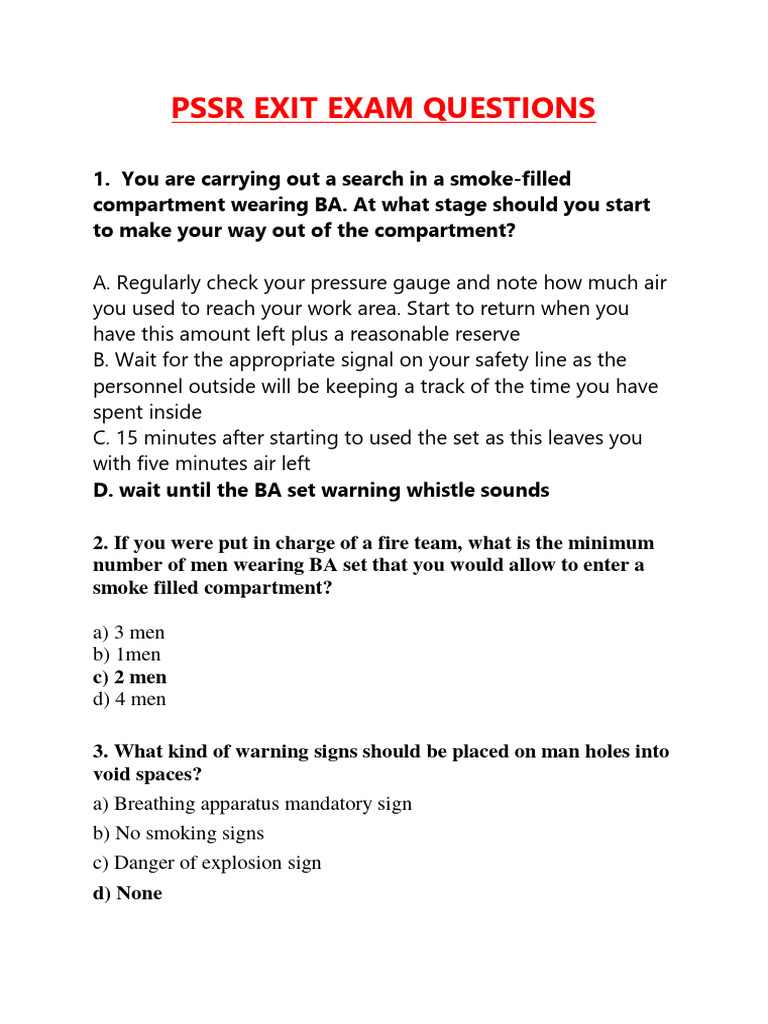 PSSR exit questions | PDF | Ships | Water Transport