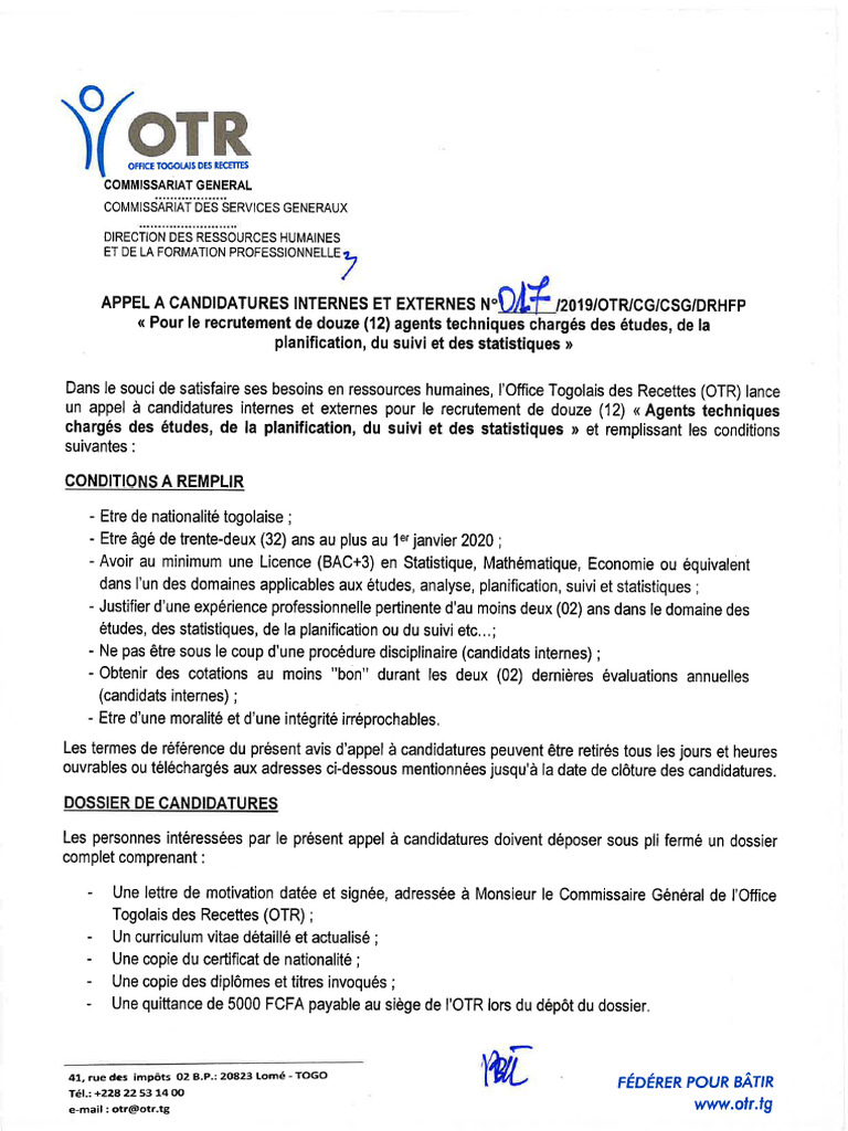 Avis de Recrutement at Deps | PDF