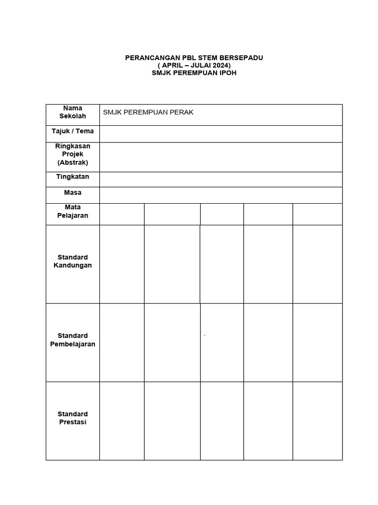 Perancangan PBL Stem Bersepadu 2024 | PDF Perancangan PBL Stem Bersepadu 2024 | PDF