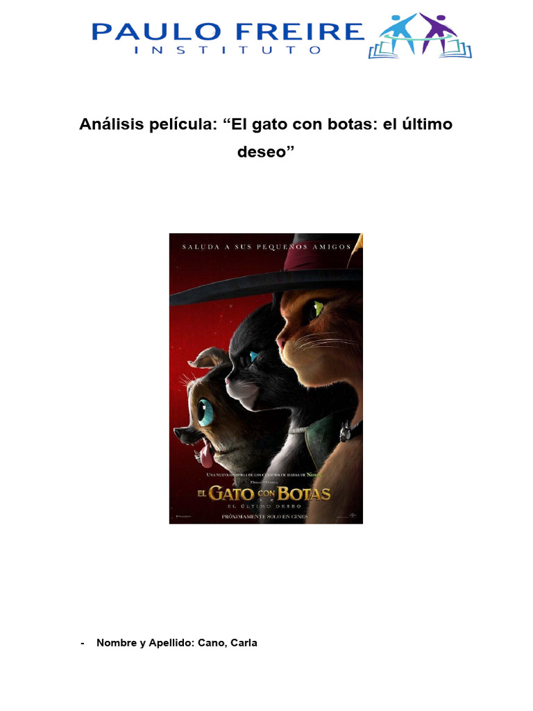 Análisis Película - "El Gato Con Botas - El Último Deseo" | PDF
