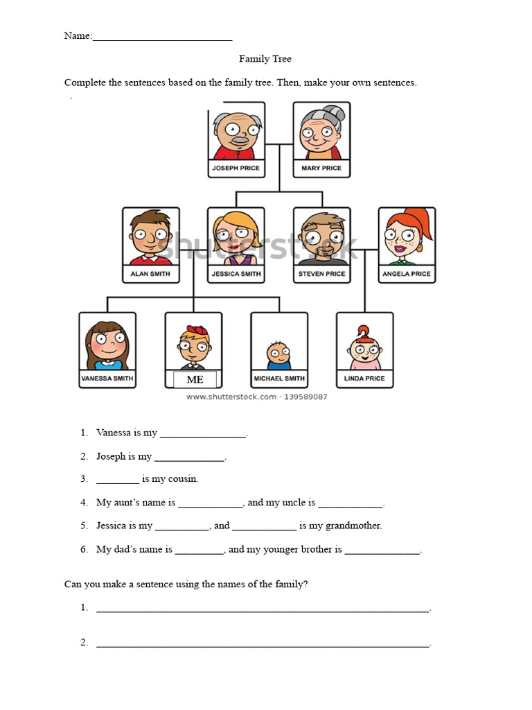 Family Tree Worksheet for Kids | PDF