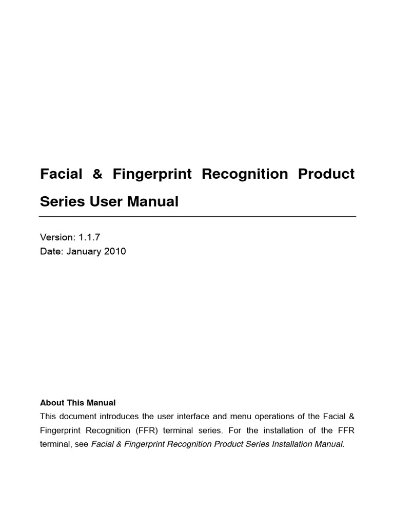 Facial & Fingerprint Recognition Product Series User Manual V1.1.7 ...
