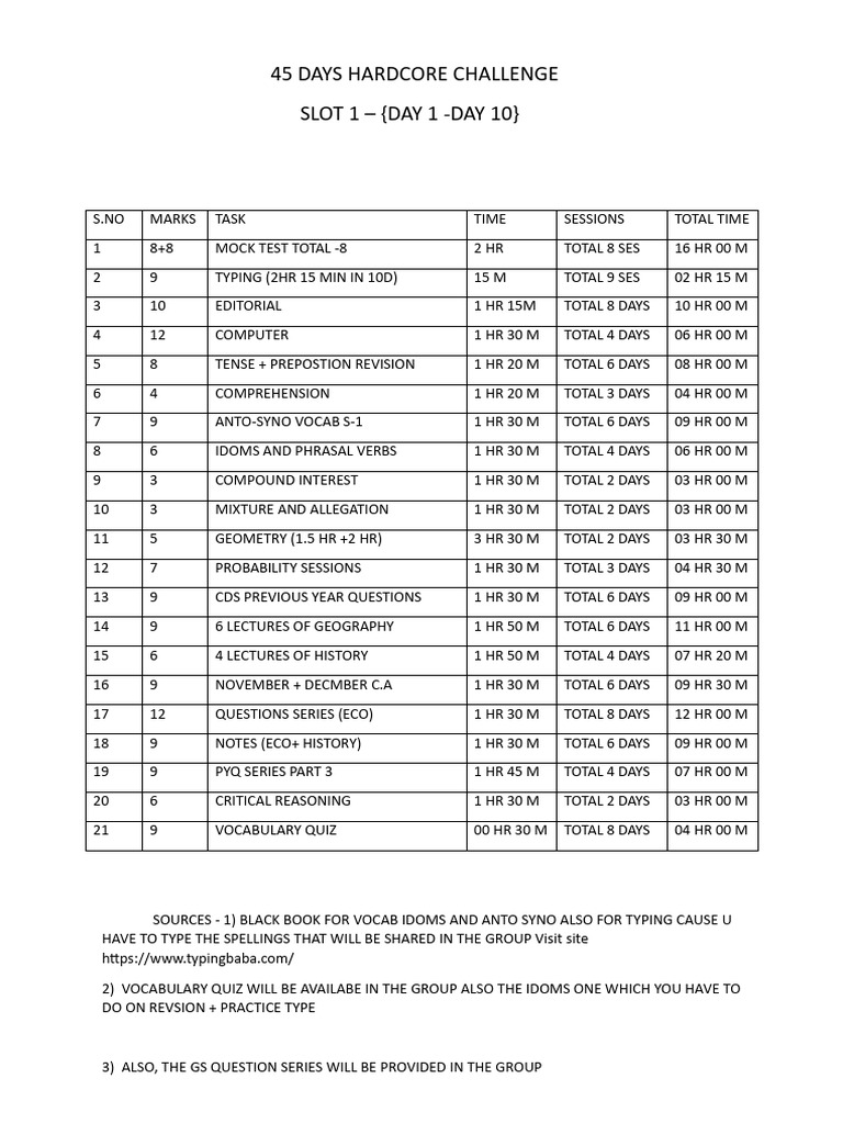 45-Day Intensive Study Plan | PDF | Grammar | Language Mechanics