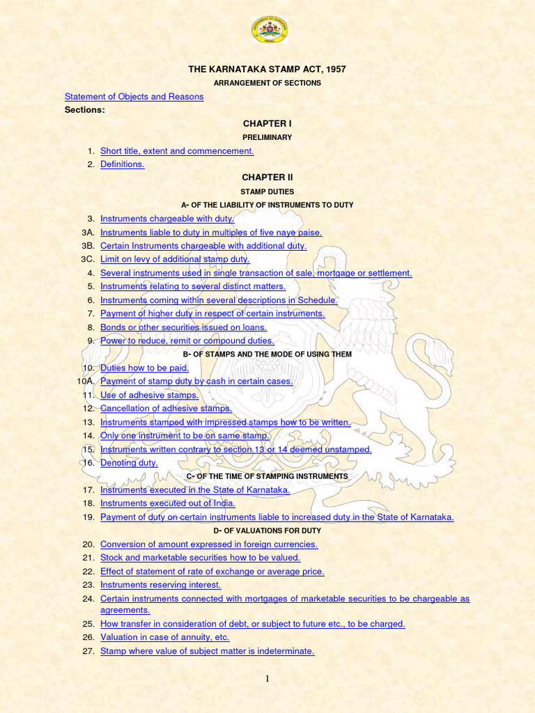 KARNATAKA UPDATED STAMP ACT (As of May 2024) | PDF | Taxes | Mortgages