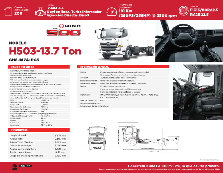 Ficha Técnica - Ficha Técnica H503 - 13.7 Toneladas | PDF