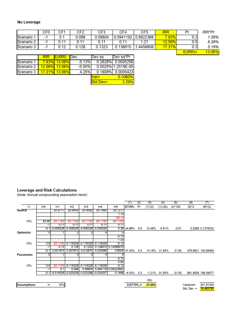 GY462 Lec04 Leverage RiskCalculations | PDF | Investing | Financial Economics