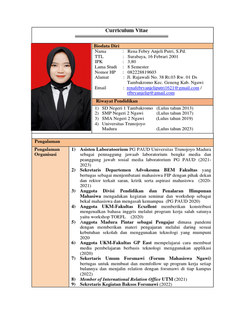 CV - Rena F.A.P | PDF