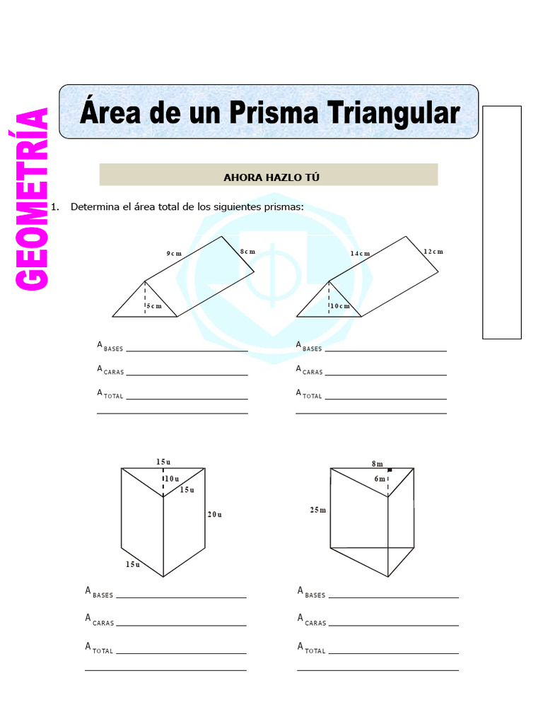 8°área de Un Prisma Triangular para Quinto de Primaria | PDF
