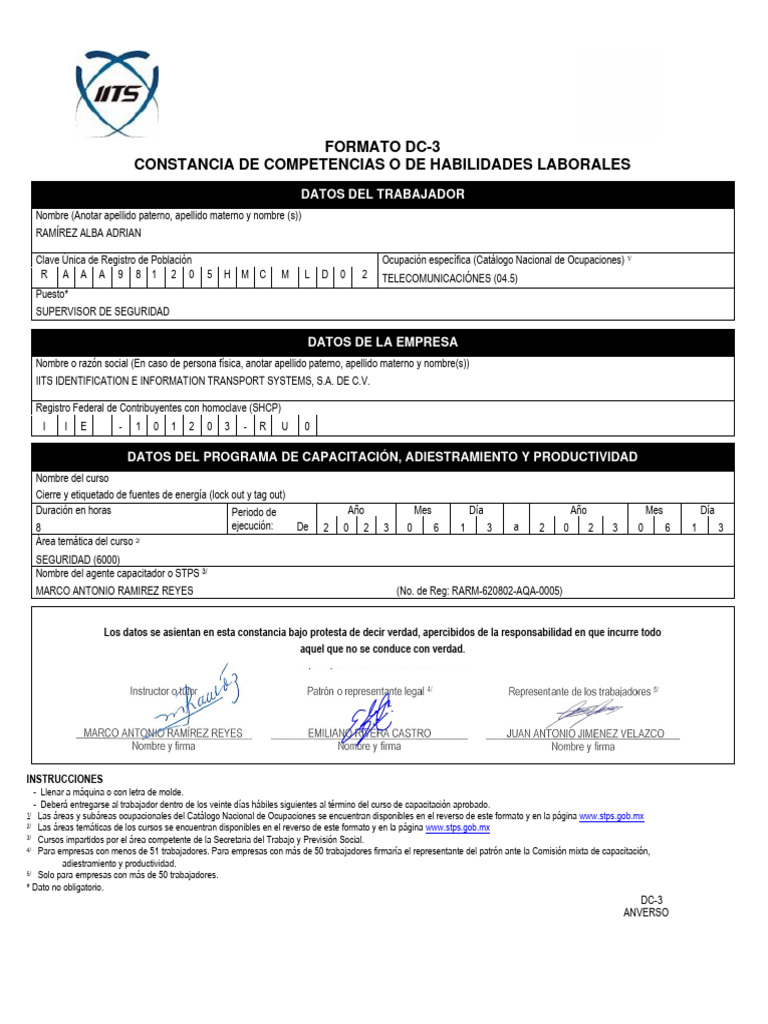 10 DC3 LOTO Ramírez Alba Adrian | PDF | Economias