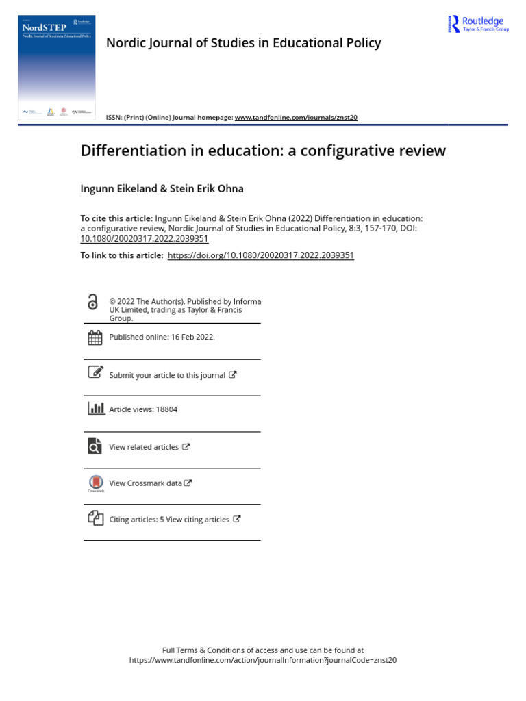 Differentiation in Education A Configurative Review | PDF | Differentiated Instruction | Pedagogy