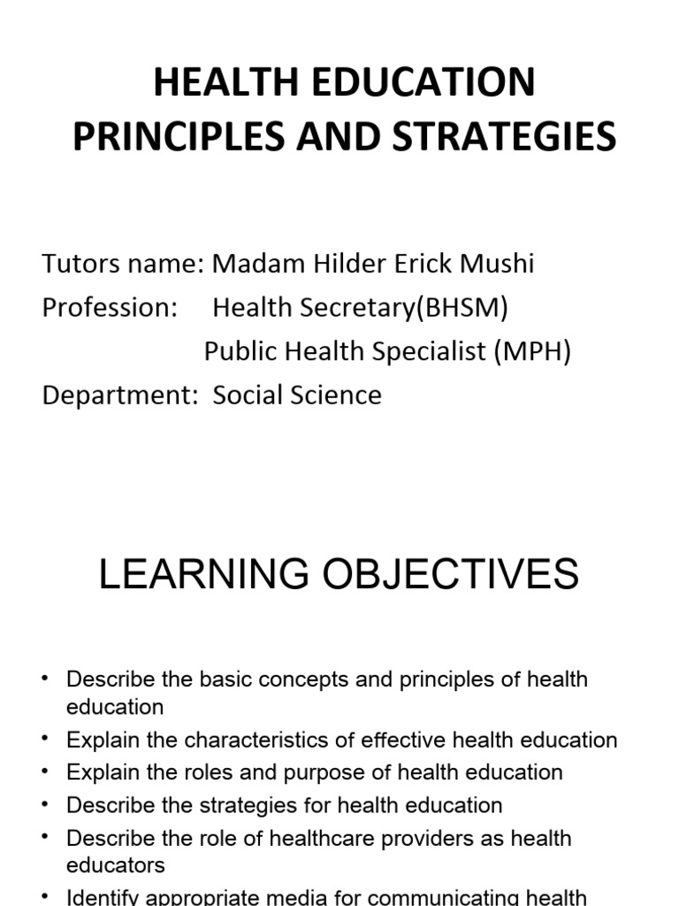 HEALTH EDUCATION PRINCIPLES AND STRATEGIES | PDF | Health Education | Behavior