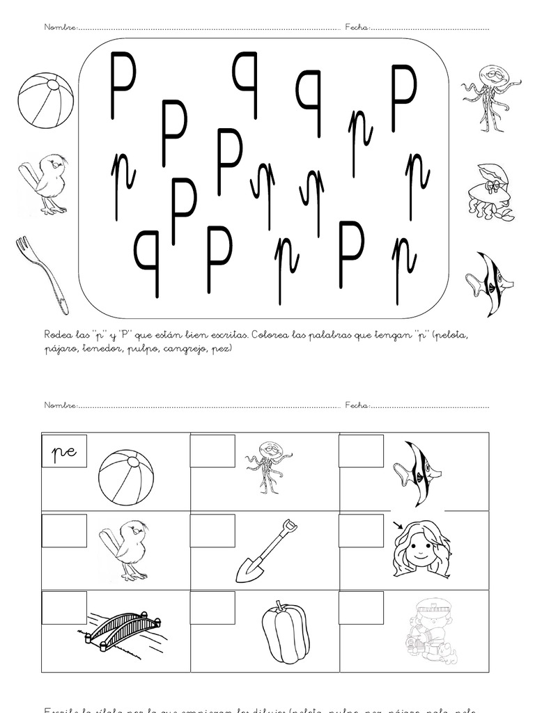 Lectoescritura (Letra P) | PDF
