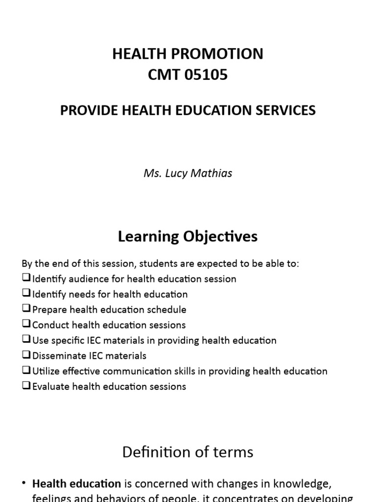 Health Education Service Strategies | PDF | Health Education ...