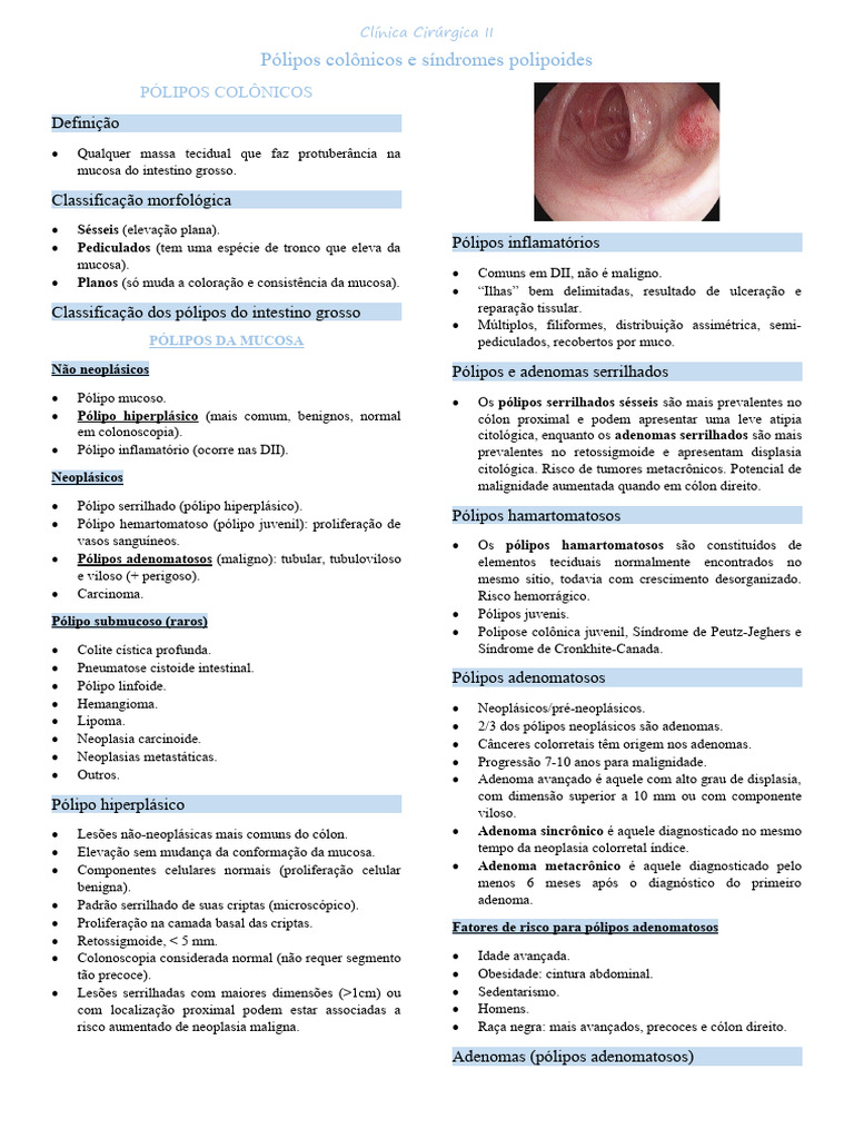 Aula 4 - Pólipos Colônicos e Síndromes Polipoides | PDF | Câncer ...