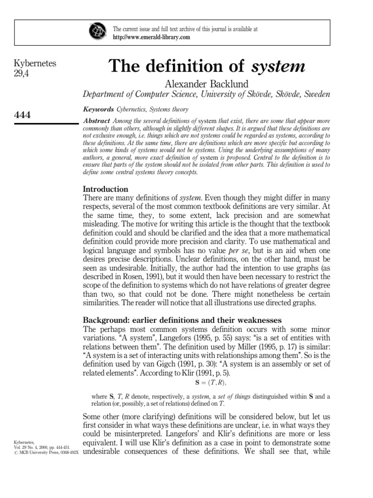 The Definition of System | PDF | System | Definition