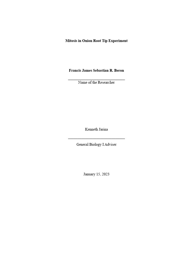 Mitosis in Onion Root Tip Experiment LONG | PDF | Mitosis | Cell Biology