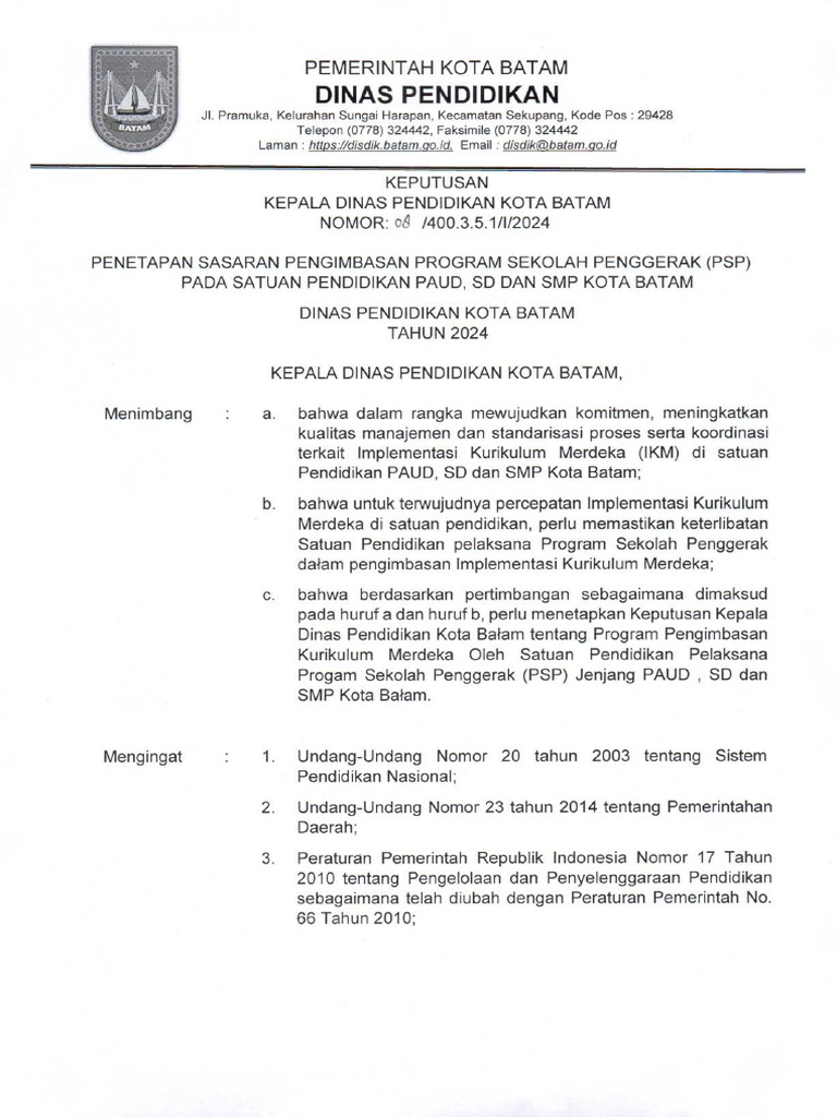 SK Pengimbasan PSP | PDF