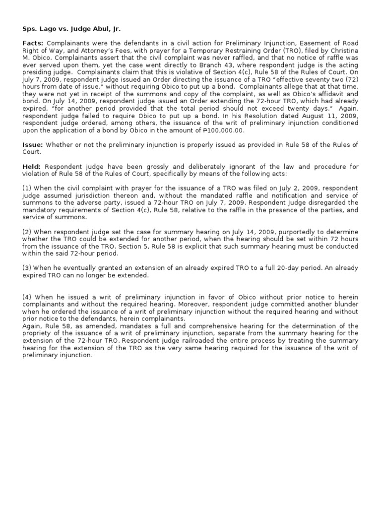 Rule 58 (Nos.1-4) | PDF | Injunction | Certiorari