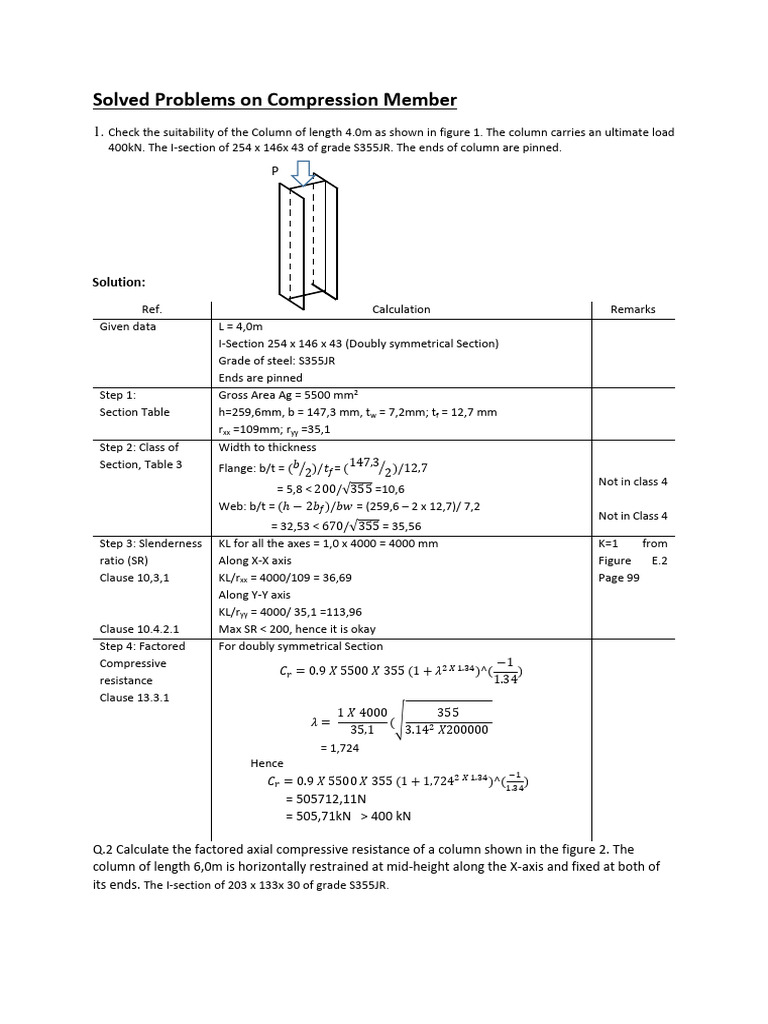 Worksheet 5_Compression Member-1 | PDF | Structural Engineering